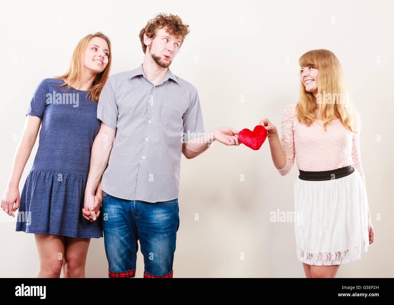 Relationships and feelings in triangle. Happy relationship of three ...