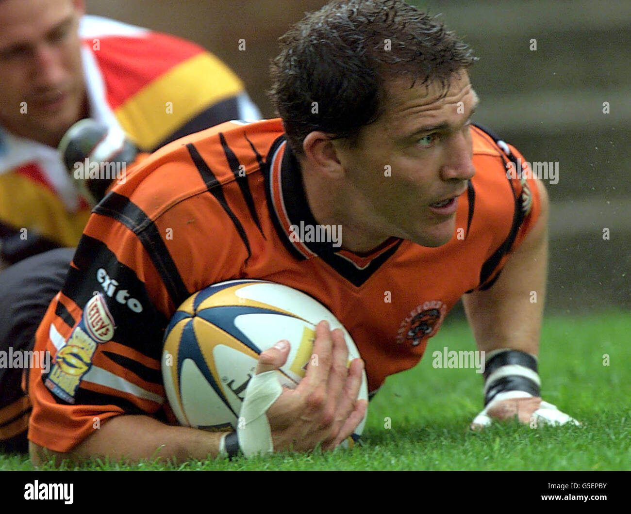Castleford's Dale Fritz hits the try line to open the scoring against ...