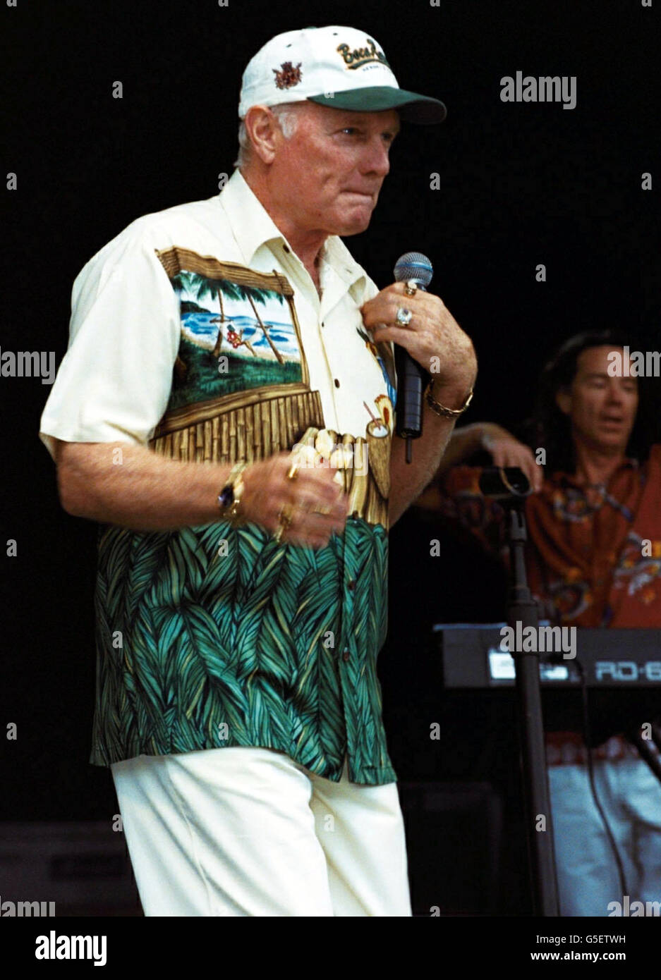 Mike Love from The Beach Boys on stage in Hyde park where the band ...