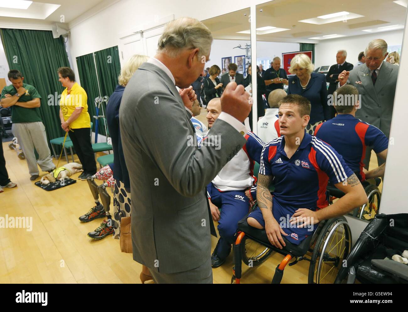 The Prince of Wales speaks to Joe Townsend of the Royal Marines during ...