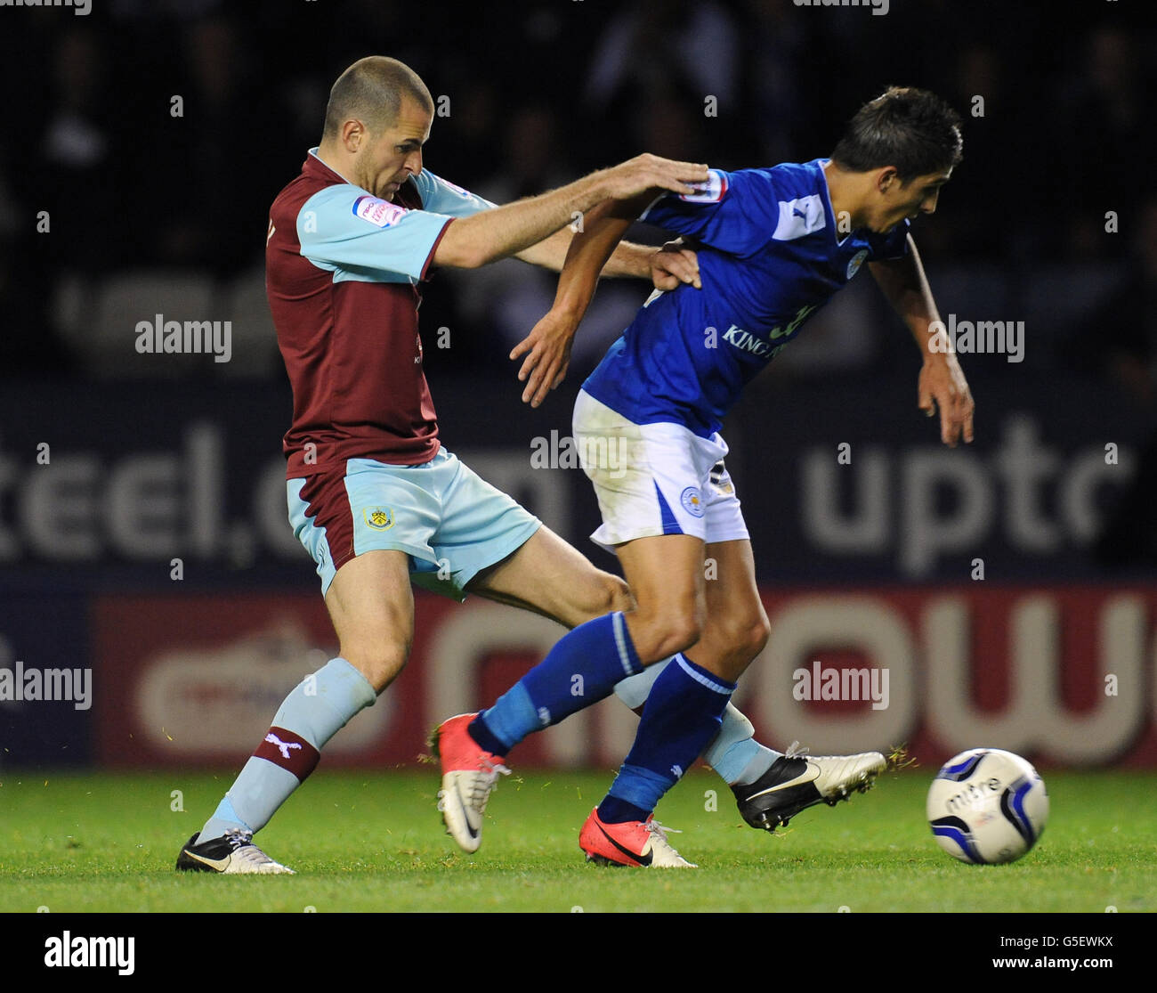 Leicester City's Anthony Knockaert and Burnley's Dean Marney battle for ...