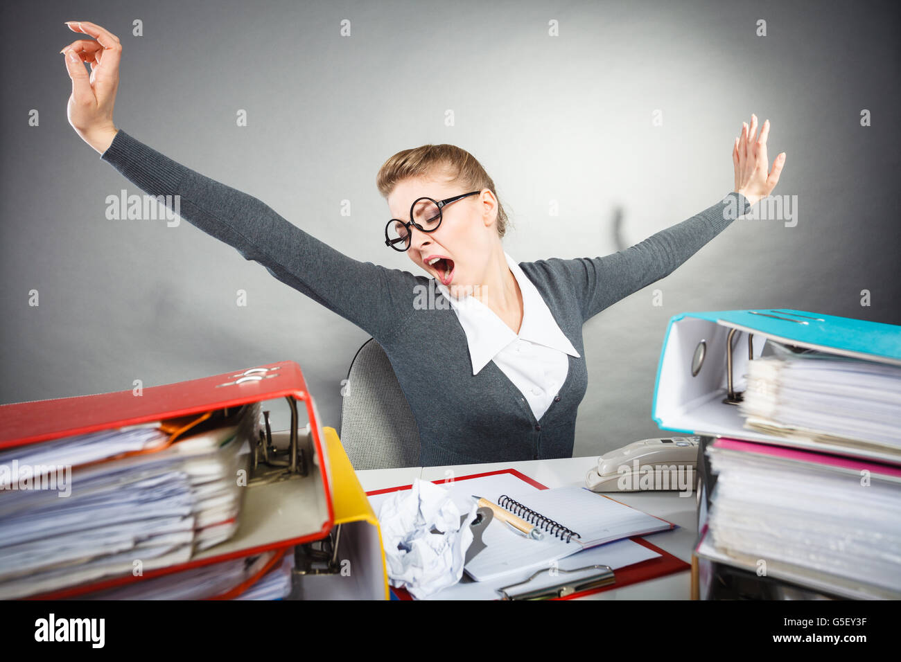 Paperwork job corporation lazy slow boring concept. Bored office ...