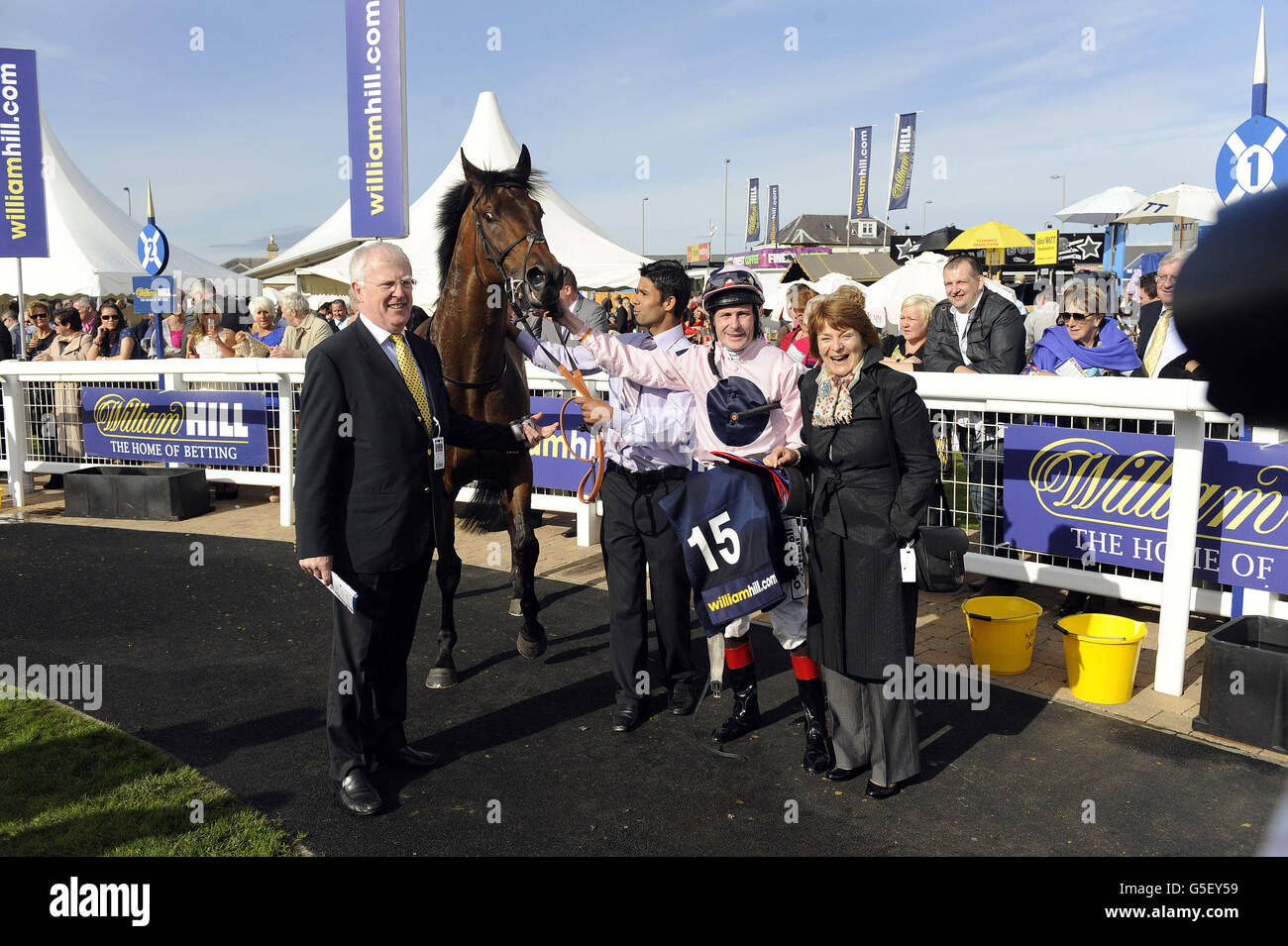 Pat Smullen celebrates winning the William Hill Ayr Gold Cup on Captain ...