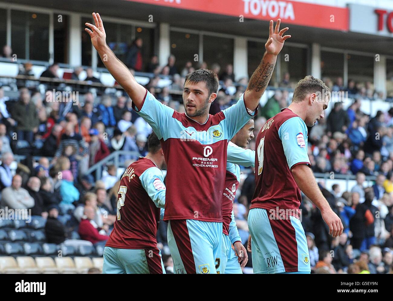 Burnley's Charlie Austin celebrates after scoring their second goal of ...