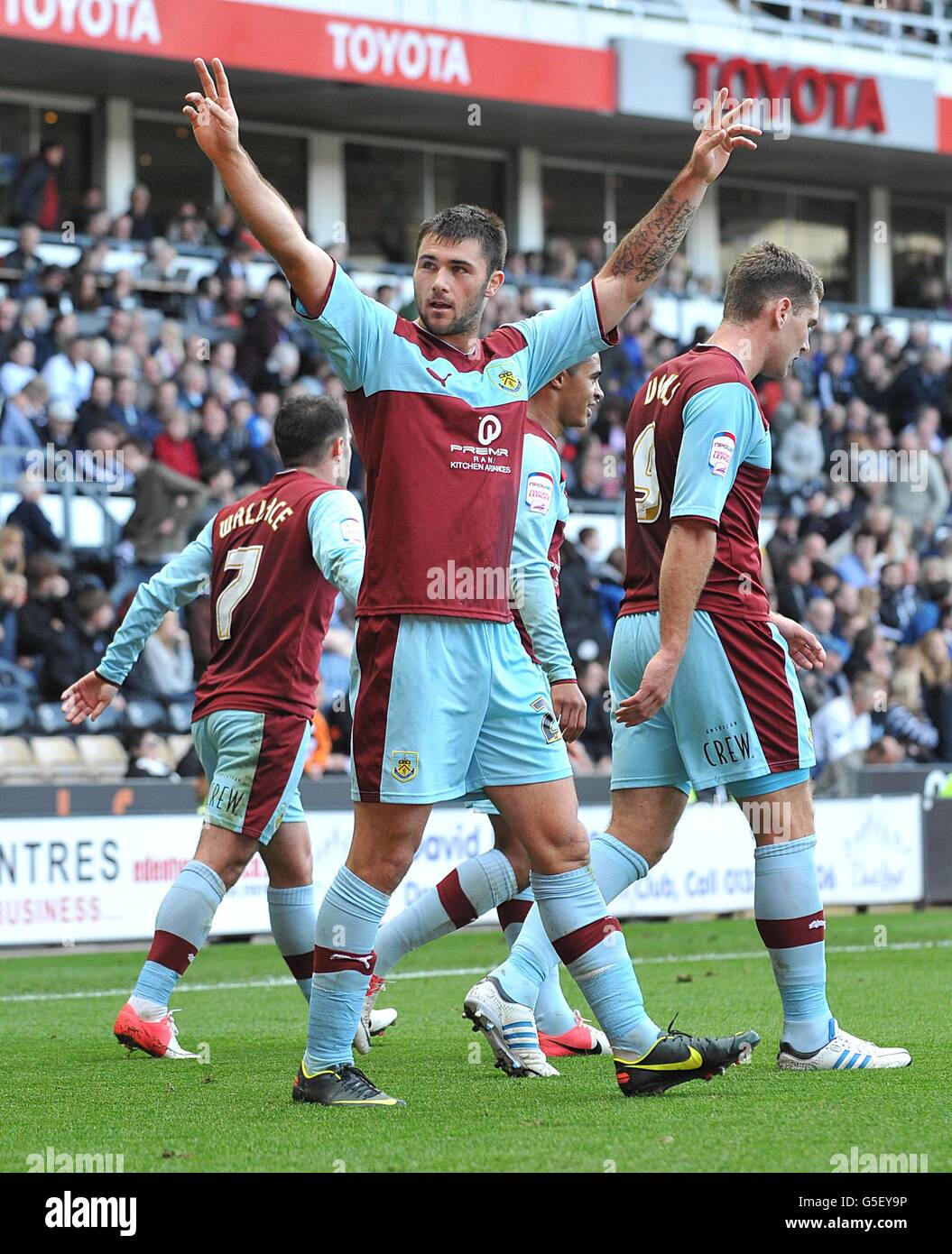 Burnley's Charlie Austin celebrates after scoring their second goal of ...