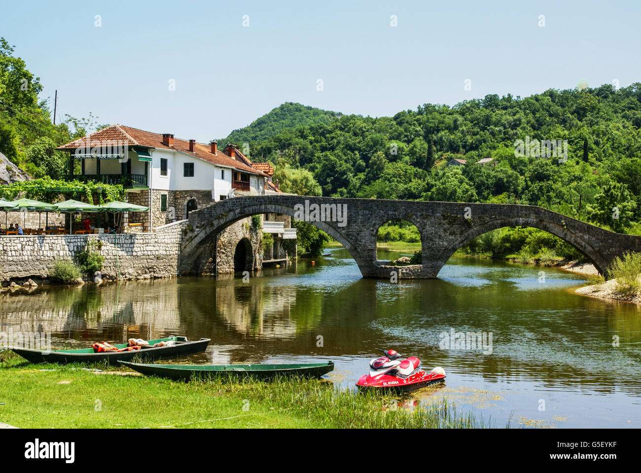 Rijeka Crnojevica is a town in Montenegro beside the river of Crnojevic ...