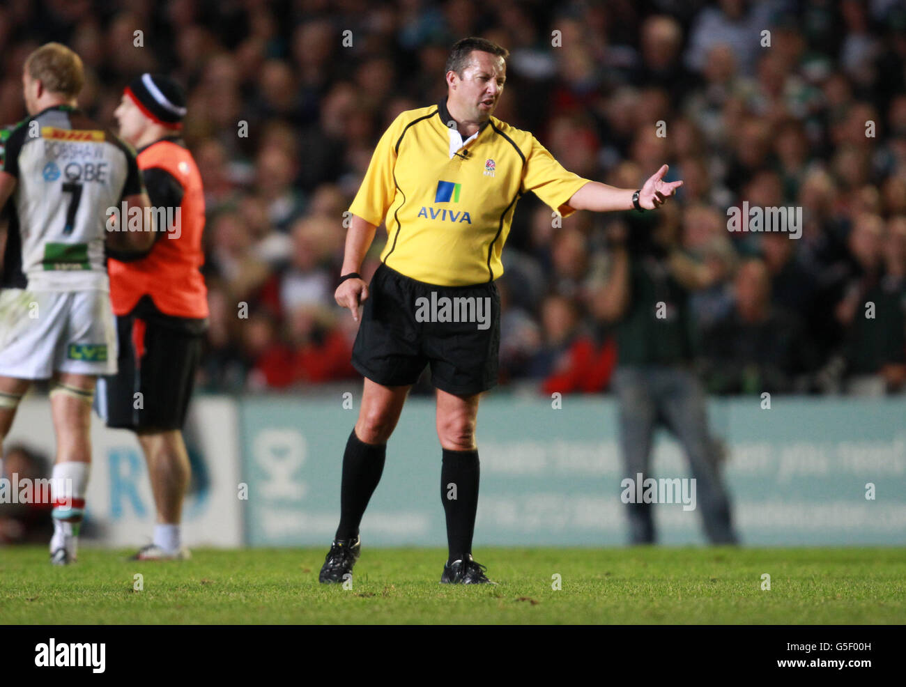 Referee Dave Pearson during the Aviva Premiership match at Welford Road ...