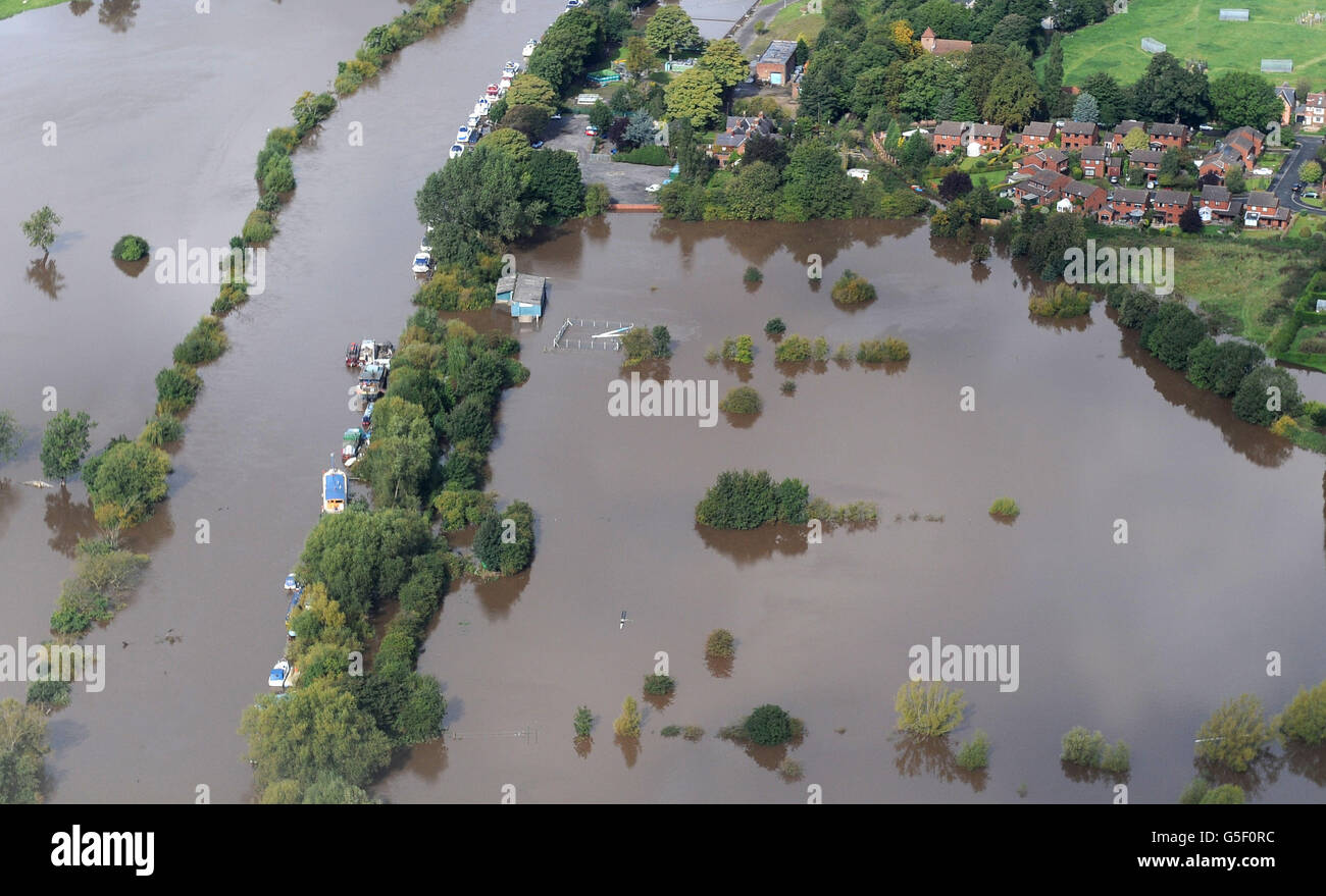 An aerial view showing flood water from the River Ouse in York, North ...