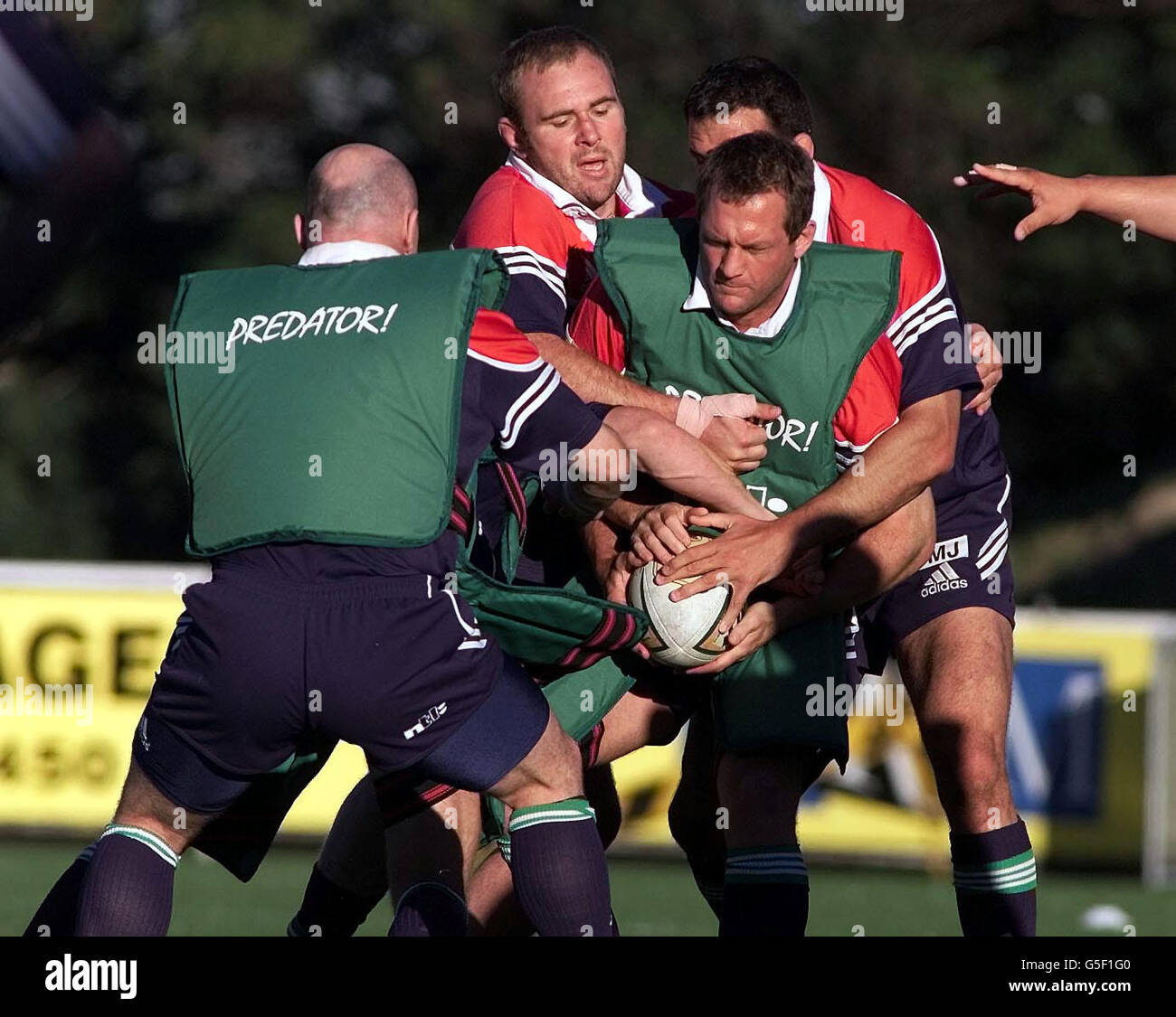 British and Irish Lions players Richard Hill and Scott Quinell take ...
