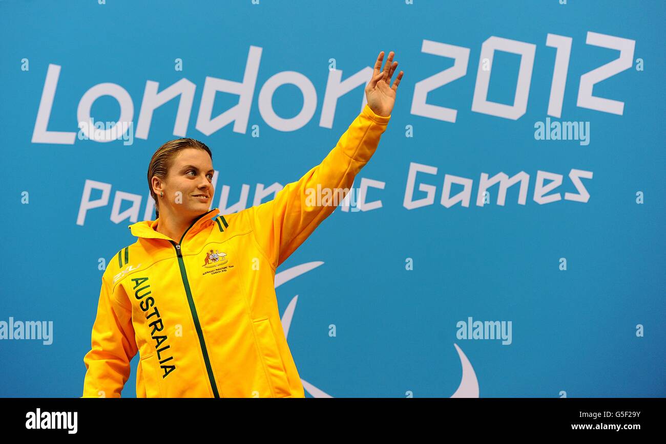 Australia's Jacqueline Freney on the podium waiting to collect her gold ...