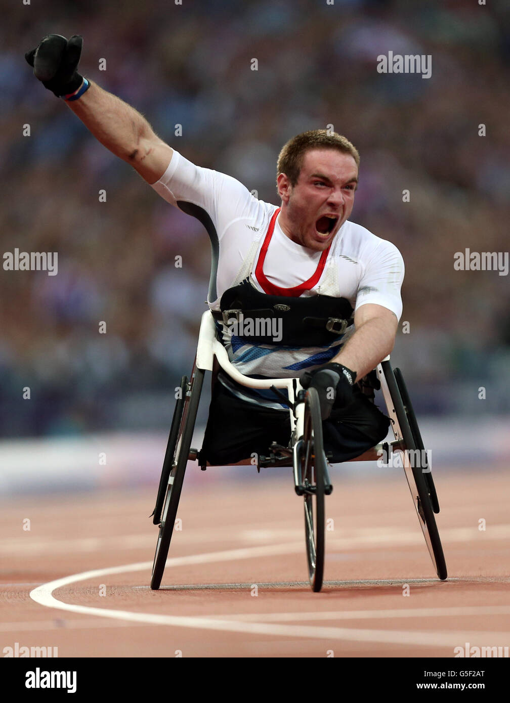 Great Britain's Mickey Bushell celebrates winning Gold during the Men's ...