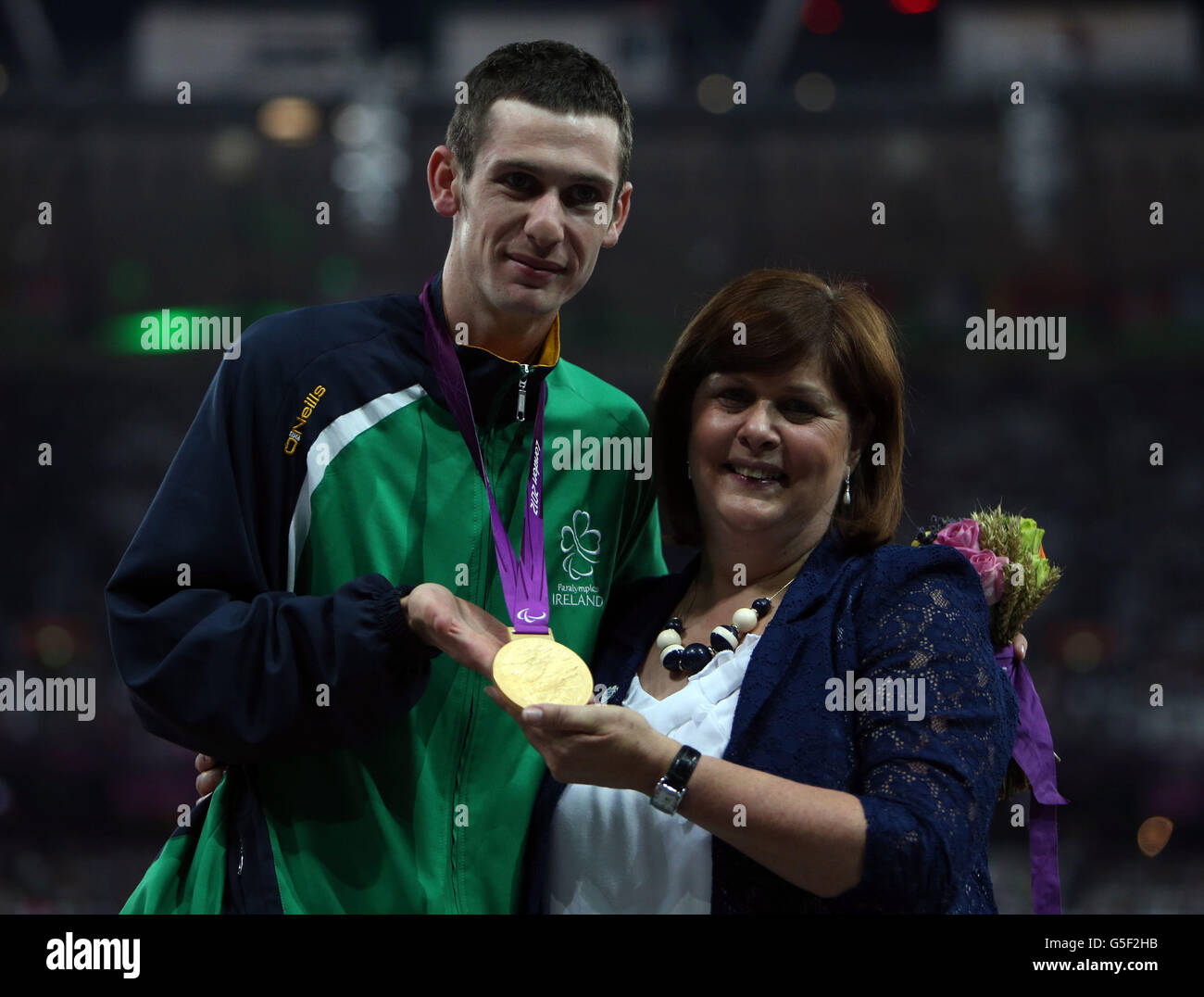 Ireland's Michael McKillop receives his Gold medal in the Mens 1500m ...