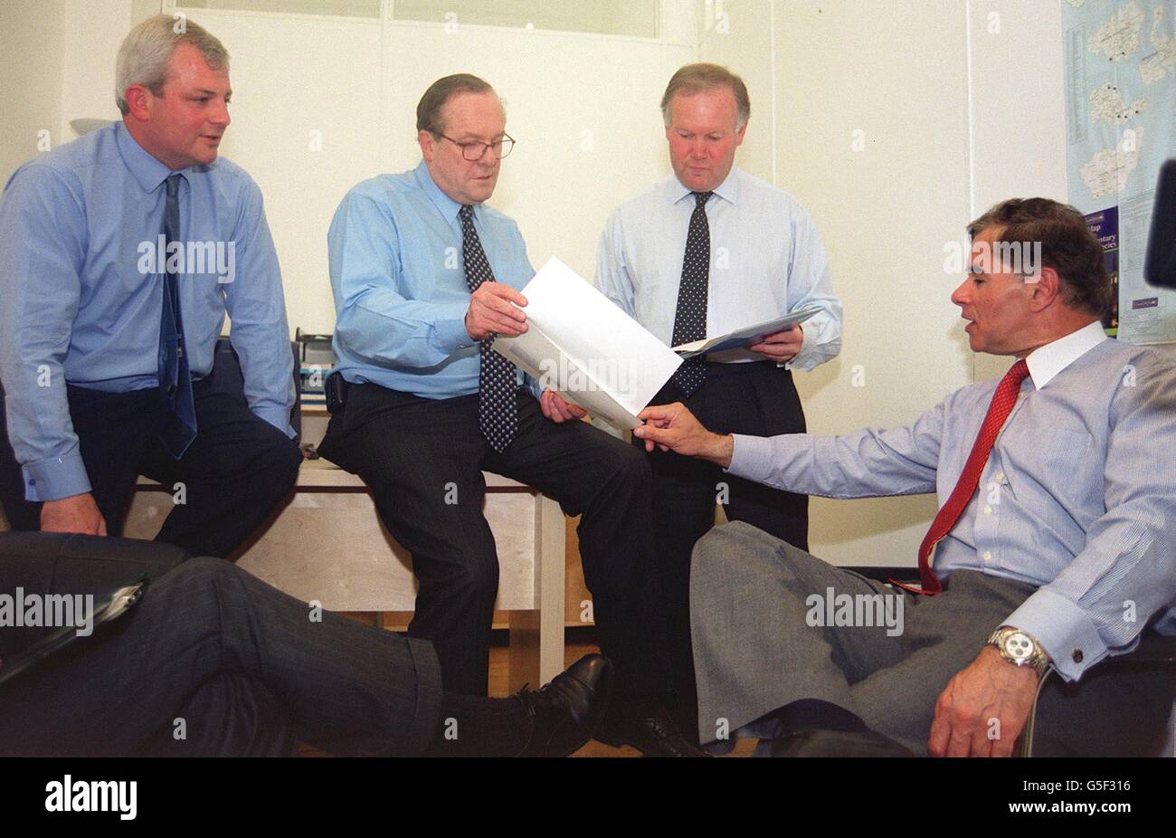 Conservative party leadership candidate Michael Ancram (2nd left), with ...