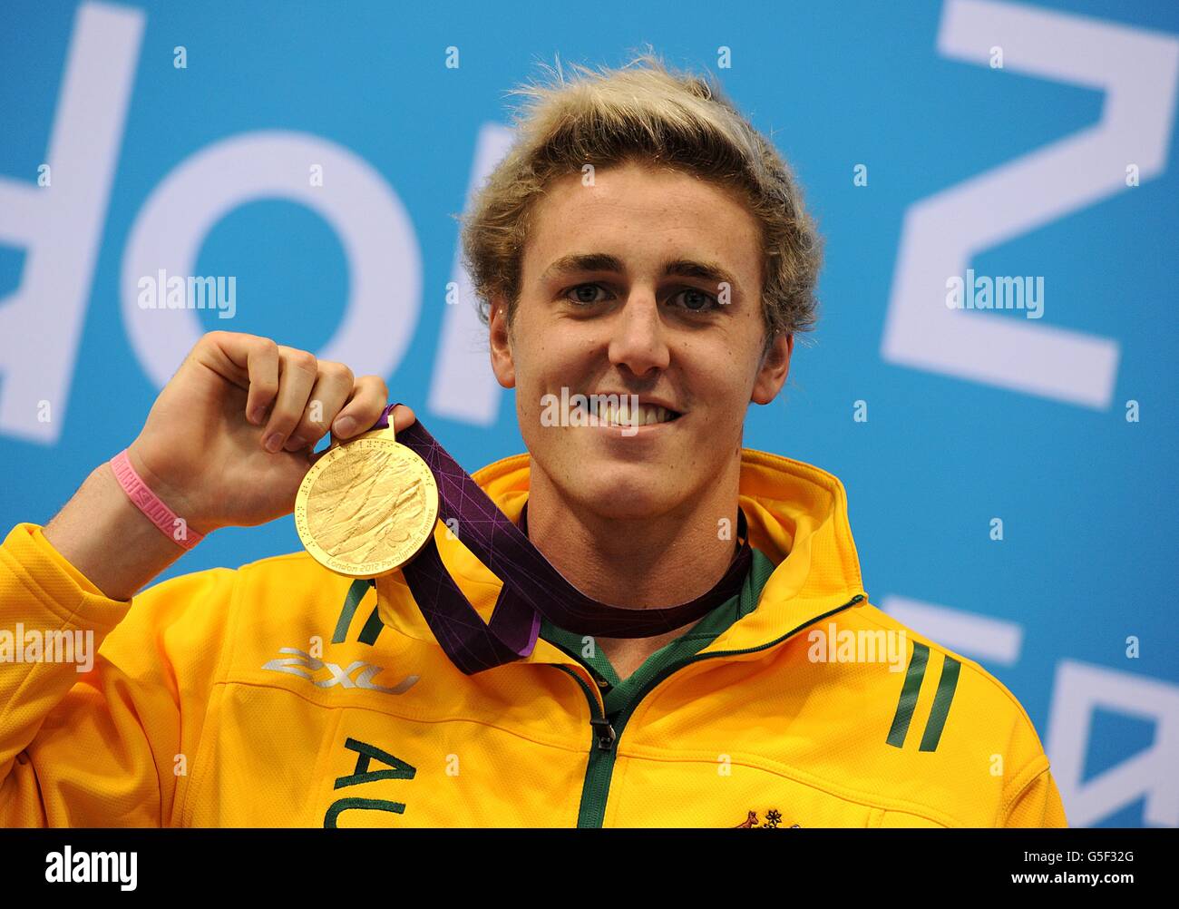 Australia's Brendan Hall on the podium with his gold medal for the Men ...