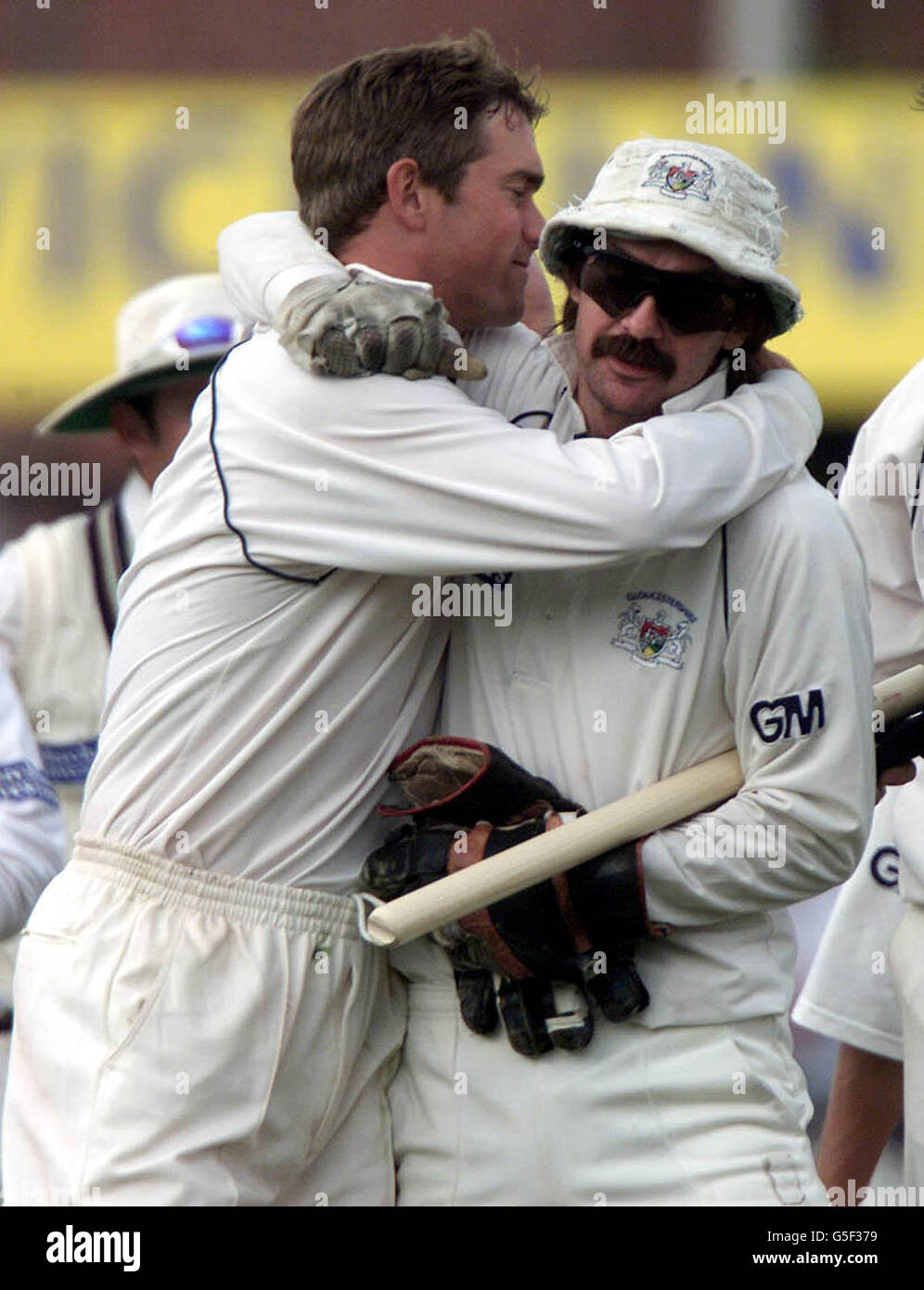 Gloucestershire's Tim Hancock (left) celebrates victory over Yorkshire ...