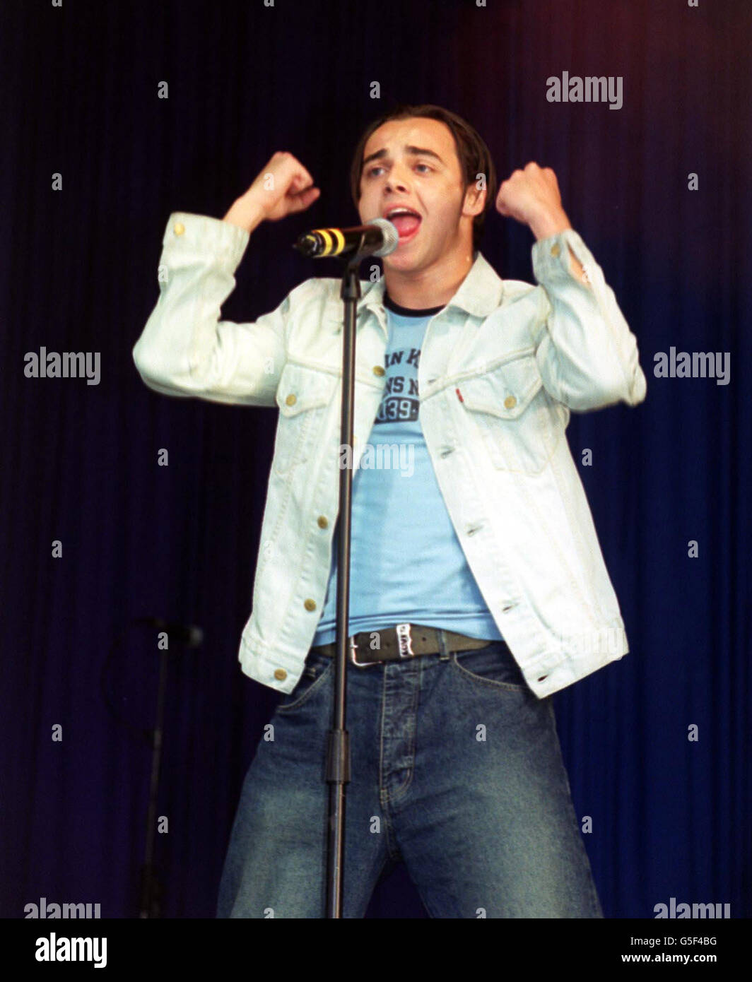 Ben Adams from boy band A1 on stage during the London Mardi Gras 2001 ...