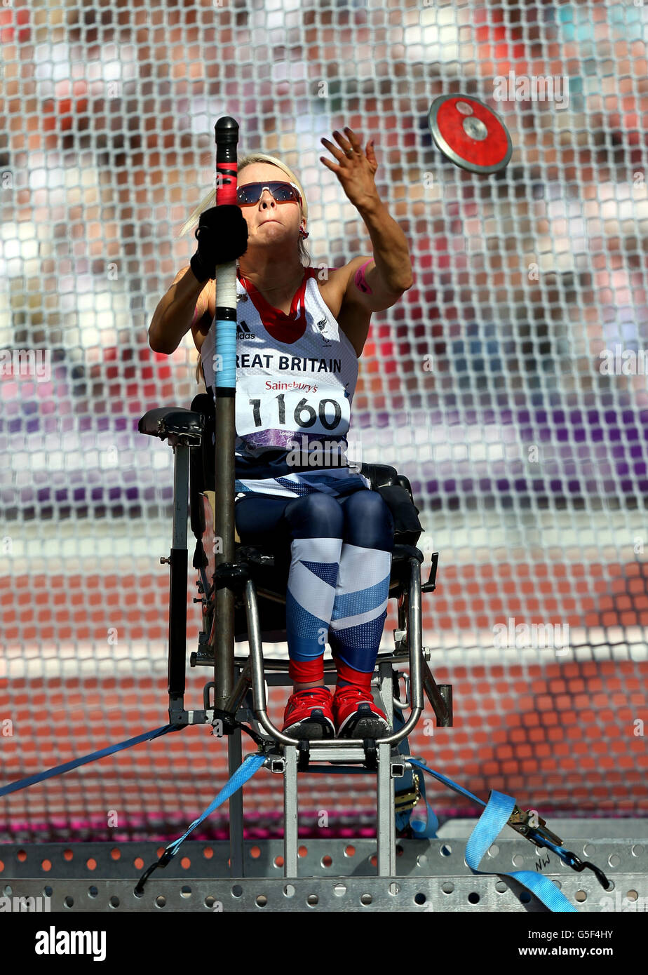 Great Britain's Josie Pearson throwing in the Women's Discus F51/52/53 ...