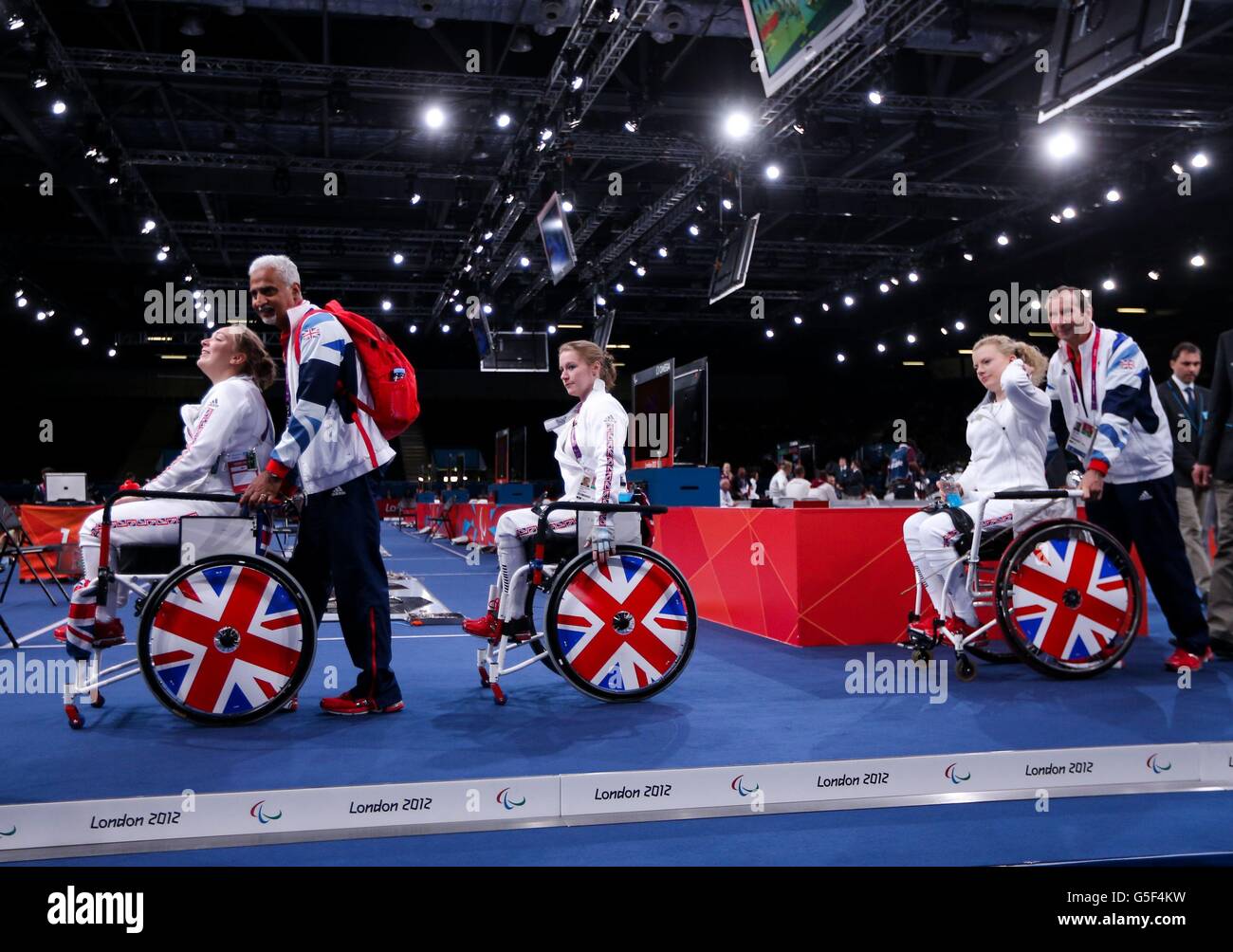 Great Britain's Gabby Down (left) leaves the arena following their ...