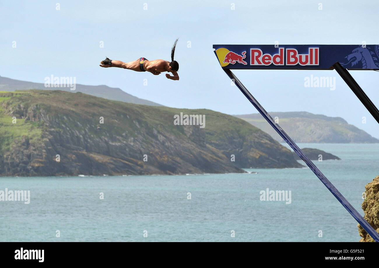 Red Bull Cliff Diving World Series. Columbia's Orlando Duque during the ...