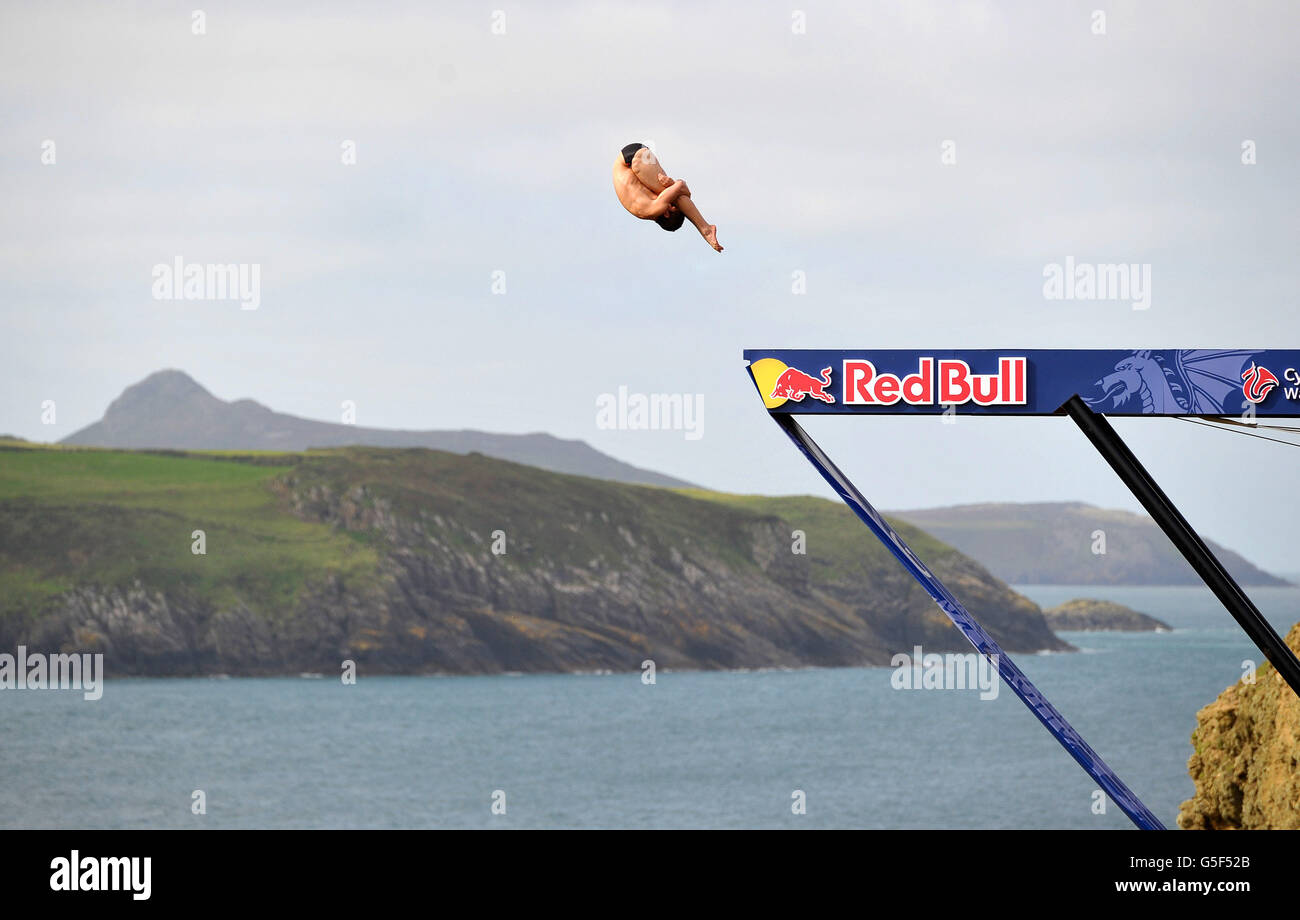 The USA's Steven Lobue during the first day of the Red Bull Cliff ...