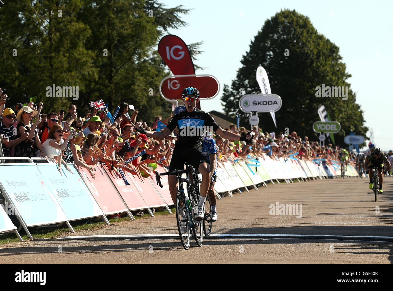 Cycling - Tour of Britain - Stage One. Team SKY's Luke Rowe celebrates ...