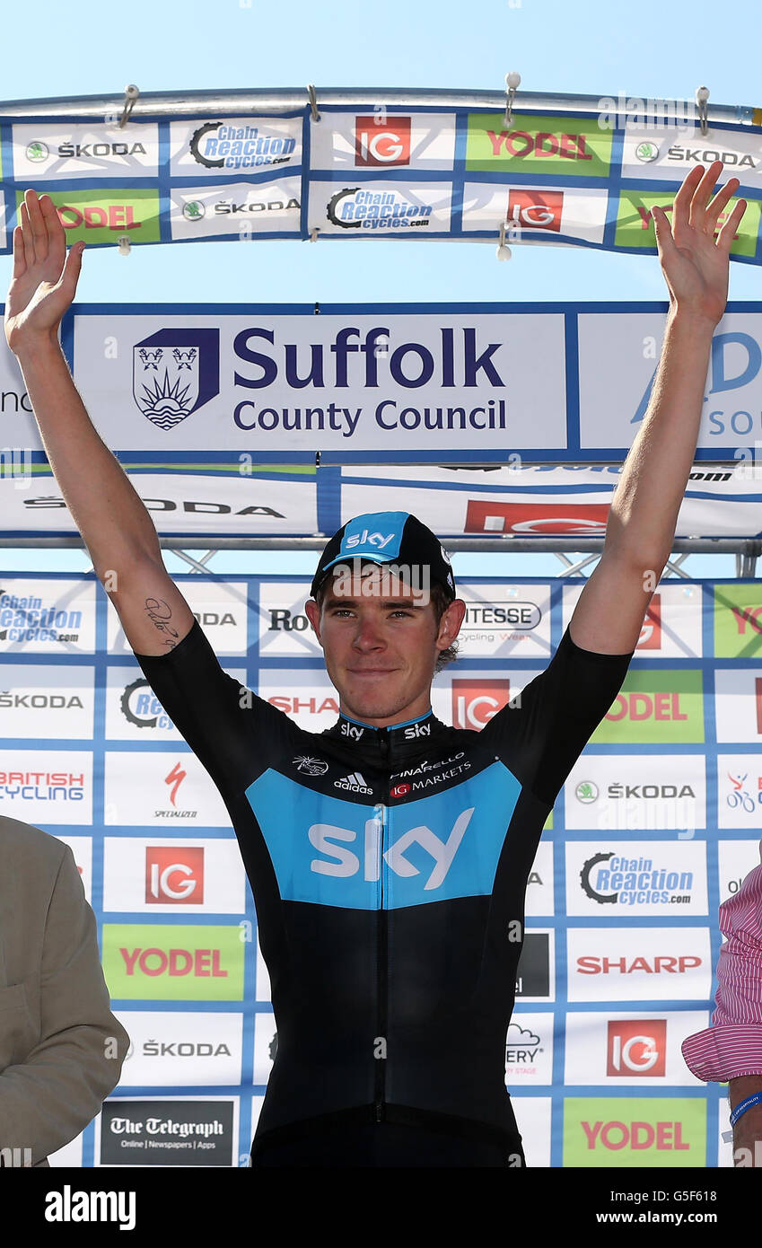 Team SKY's Luke Rowe celebrates winning stage one of the Tour of ...