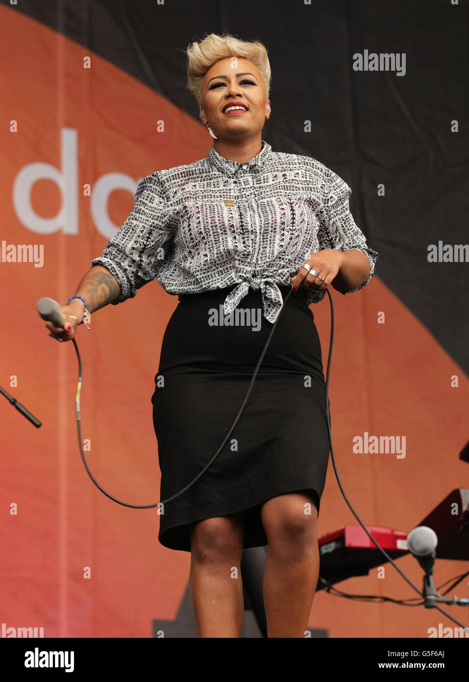 onstage at the BBC Radio 2 Live concert in Hyde Park, central London ...