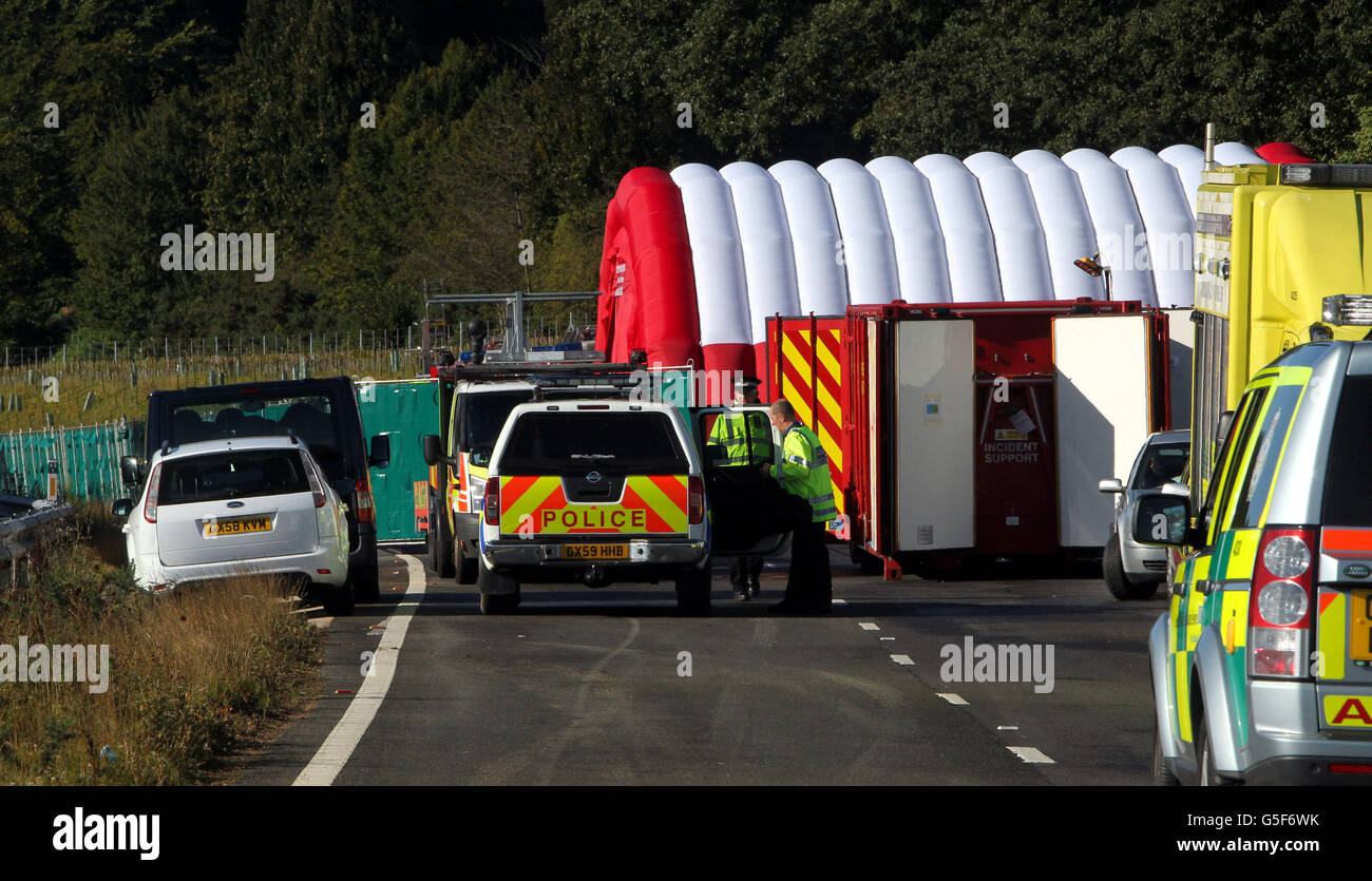 Emergency services at the scene of a coach crash on the A3 near ...