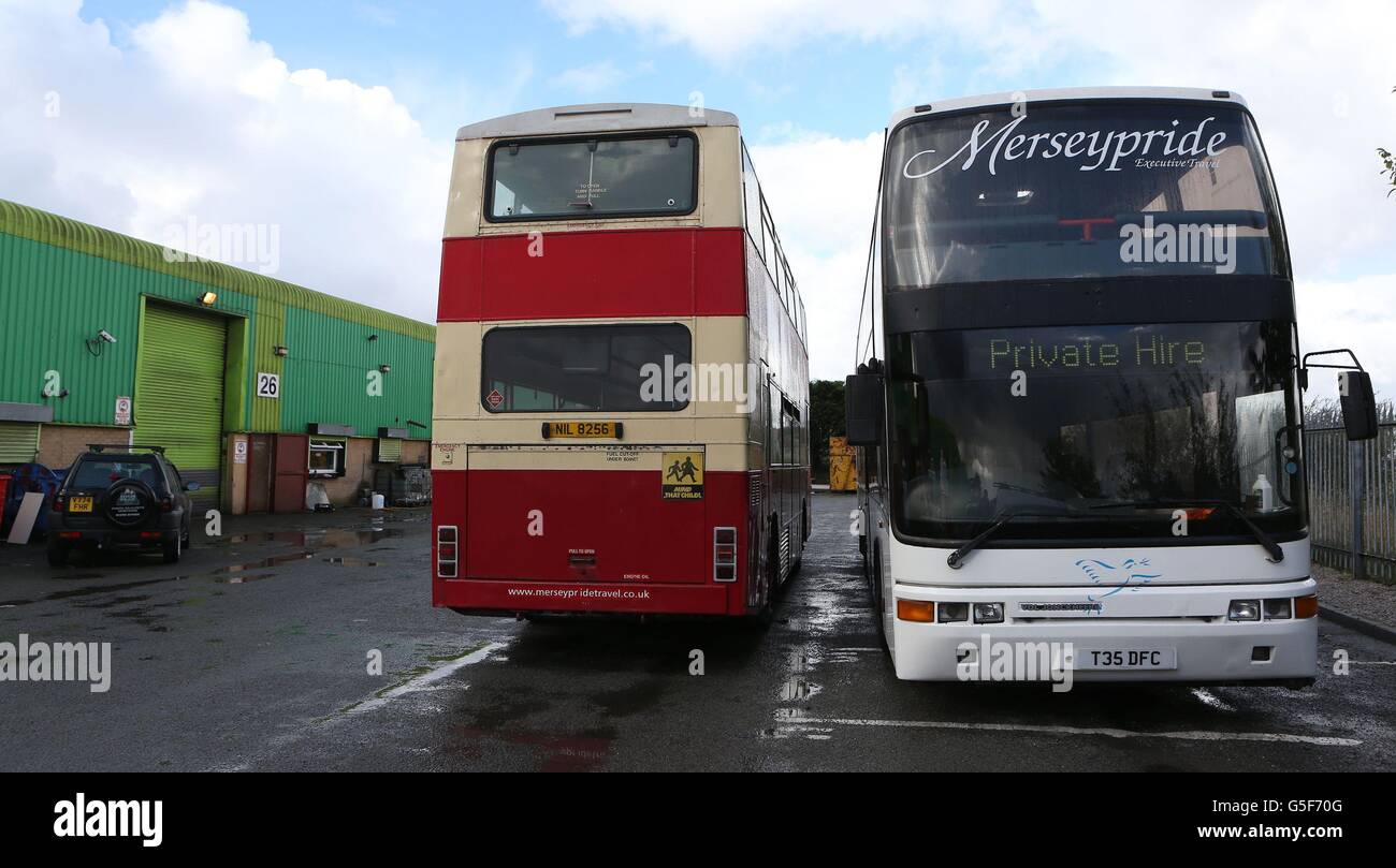 Two buses parked outside Unit 26 on the Skypark Trading Estate ...