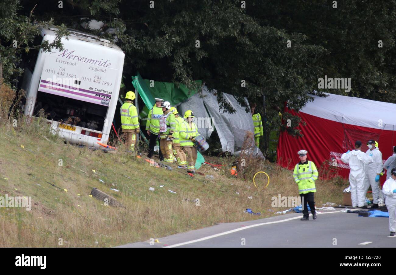 Coach crash in Surrey Stock Photo - Alamy