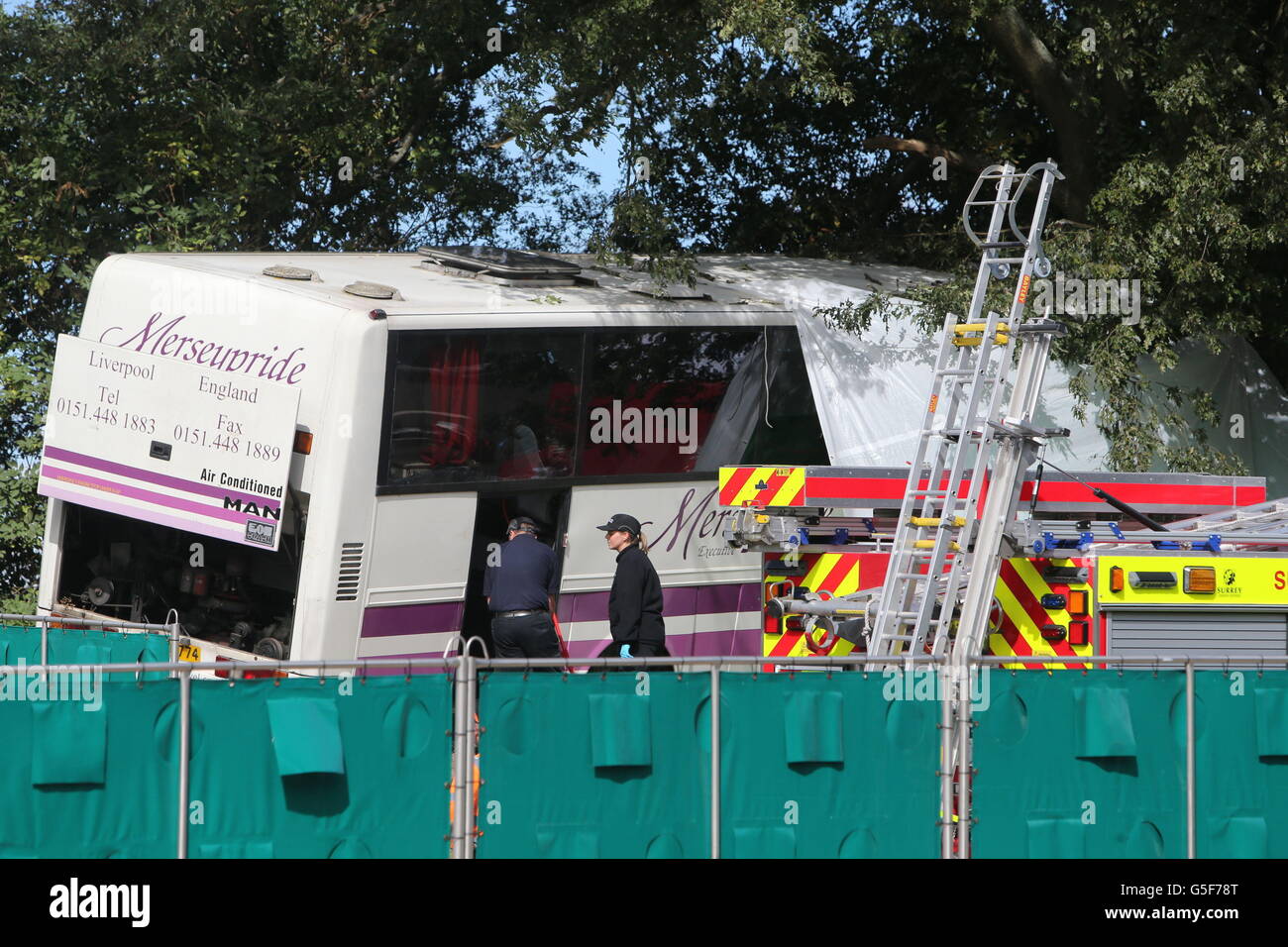 Emergency services at the scene of a coach crash on the A3 near ...