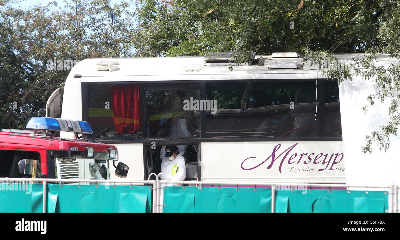 Emergency services at the scene of a coach crash on the A3 near ...