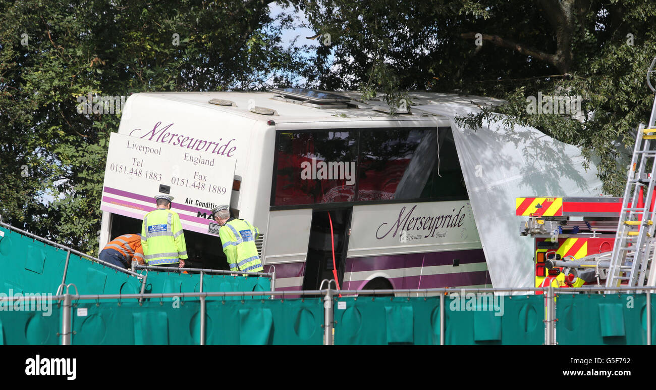 Emergency services at the scene of a coach crash on the A3 near ...