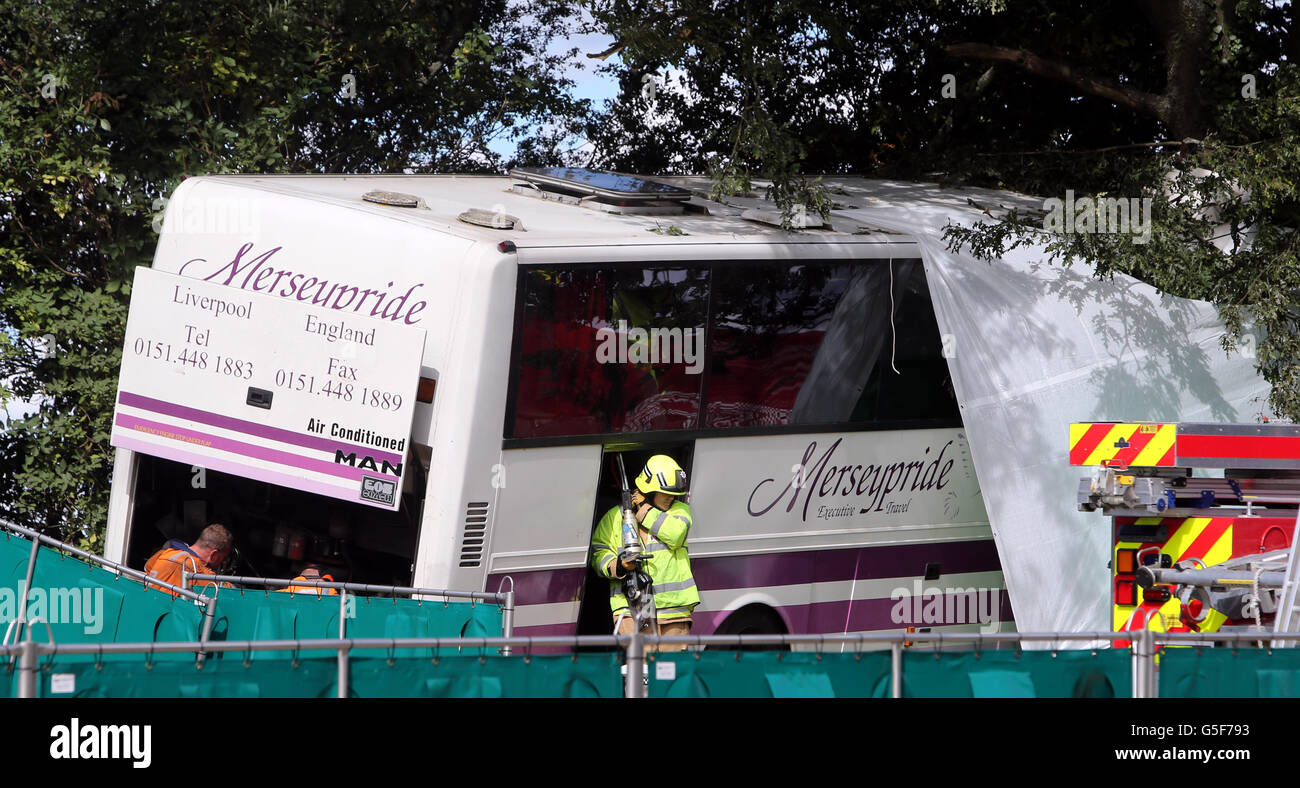 Emergency services at the scene of a coach crash on the A3 near ...