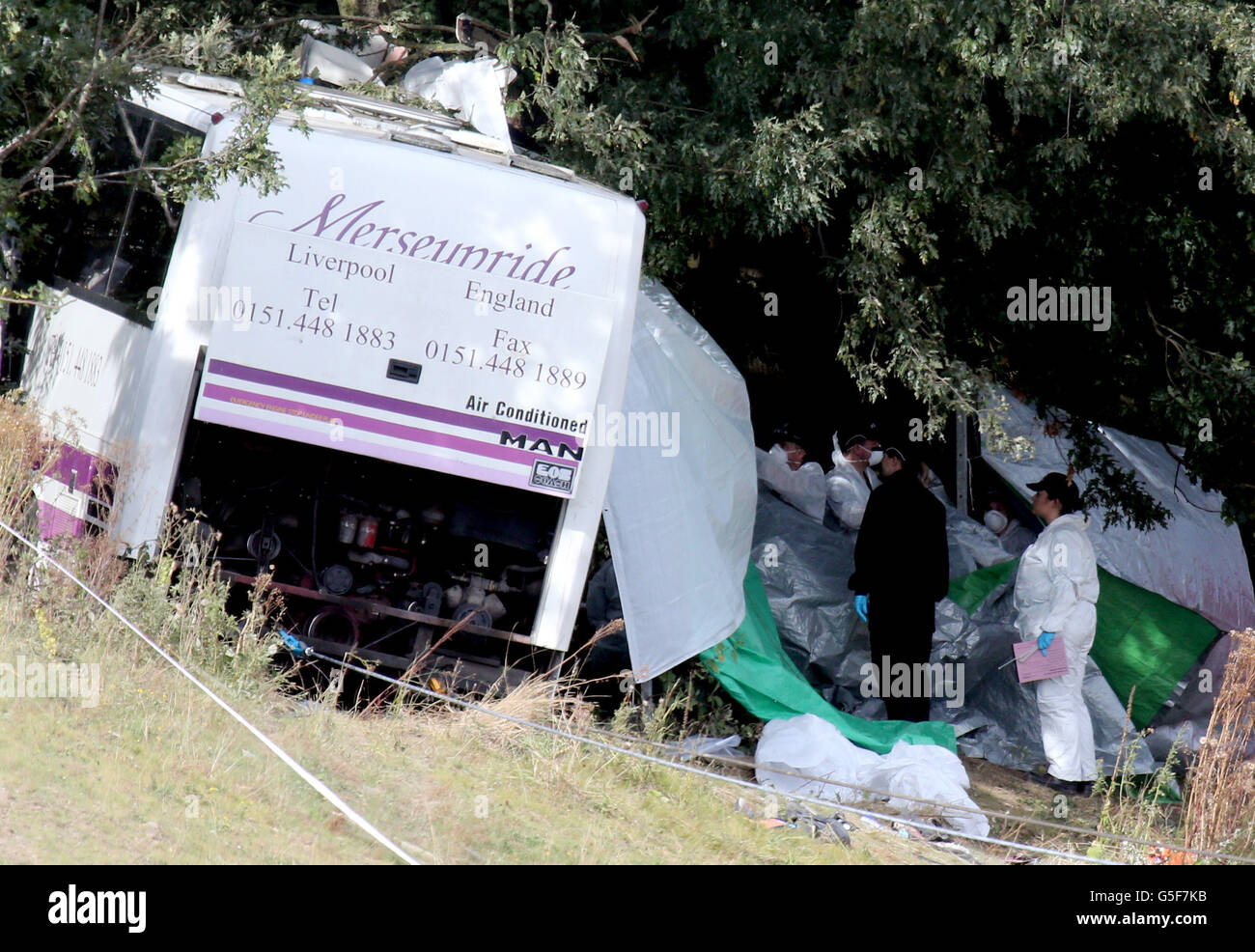 Coach crash in Surrey Stock Photo - Alamy