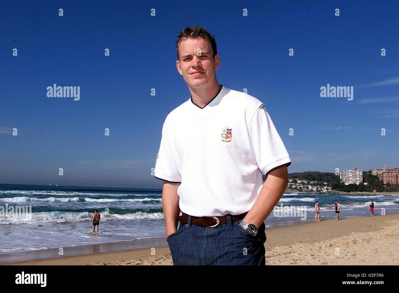 British and Irish Lions player Matt Perry takes a walk on Manly Beach ...