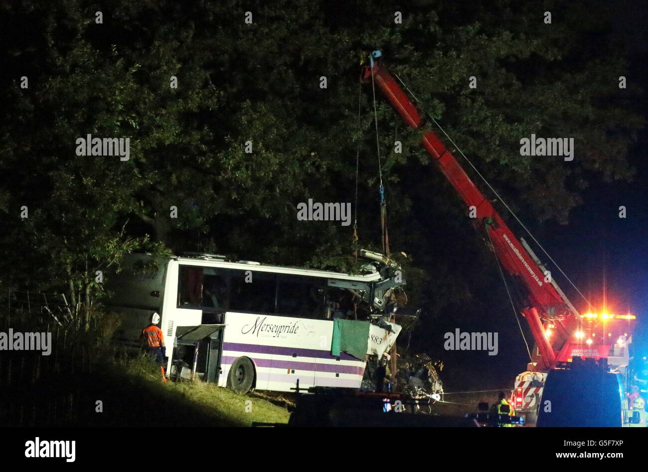 Coach crash in Surrey Stock Photo - Alamy