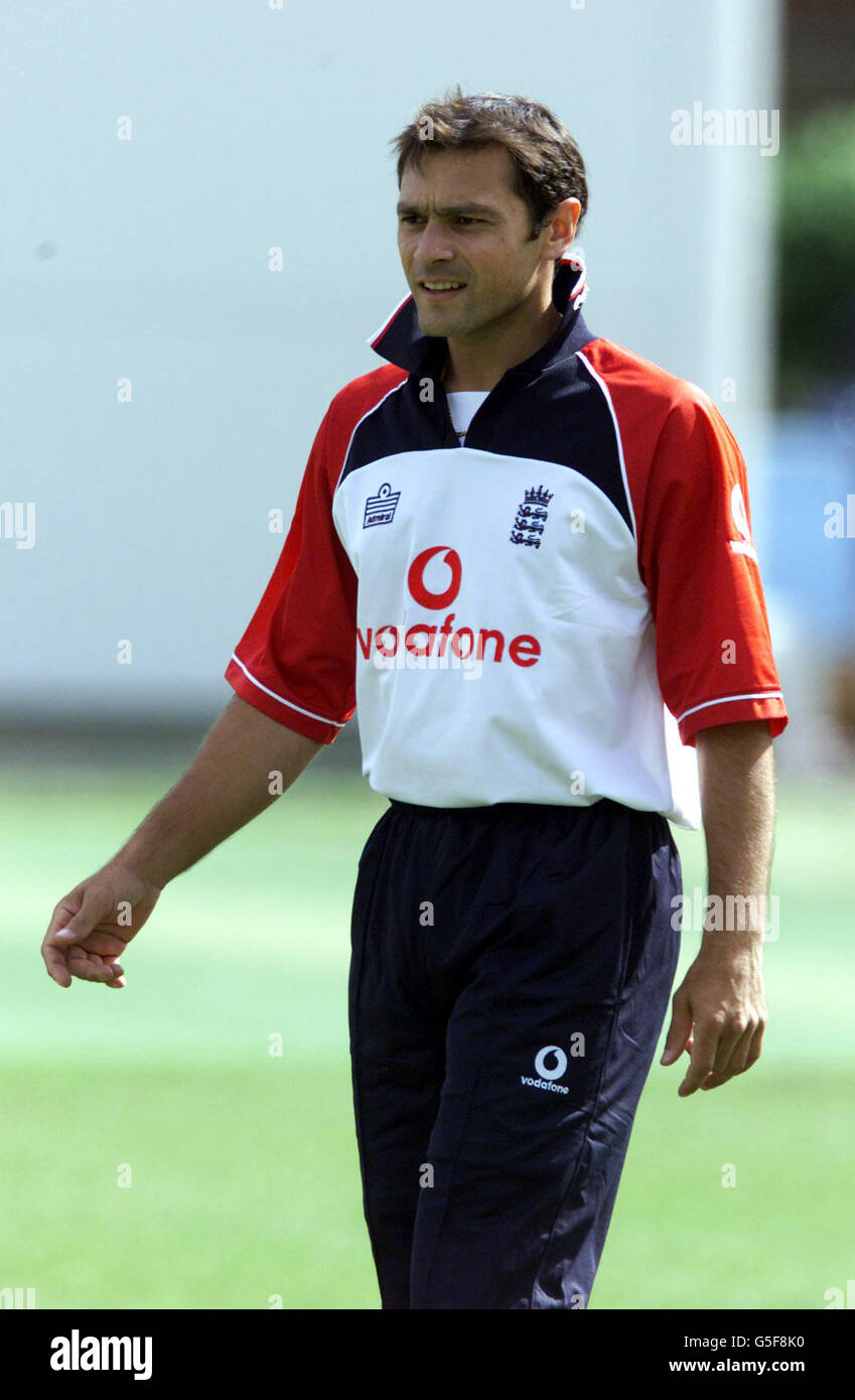 England cricketer Mark Ramprakash warms up for nets at Lords, London ...