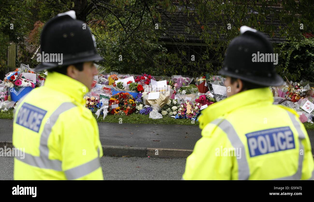 Floral tributes near to the scene where Pcs Fiona Bone and Nicola ...