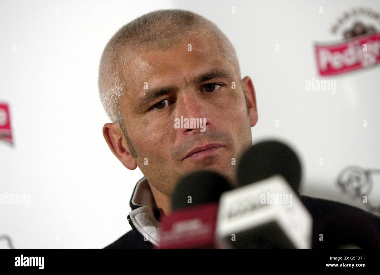 Derby County's new signing Fabrizio Ravanelli during a press conference ...