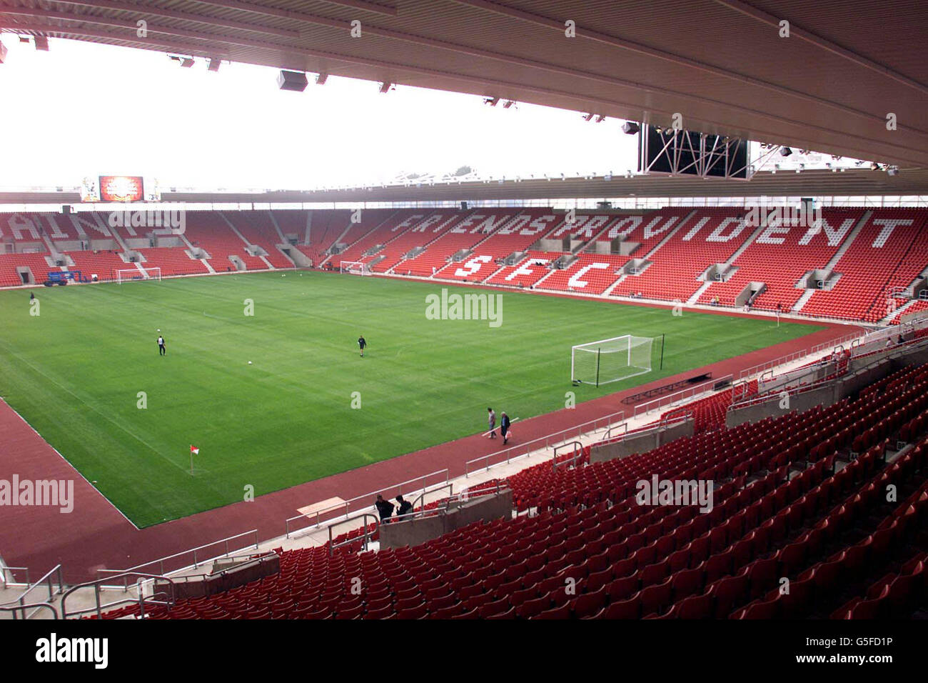 Southampton FC players train on the pitch of their new stadium. The ...