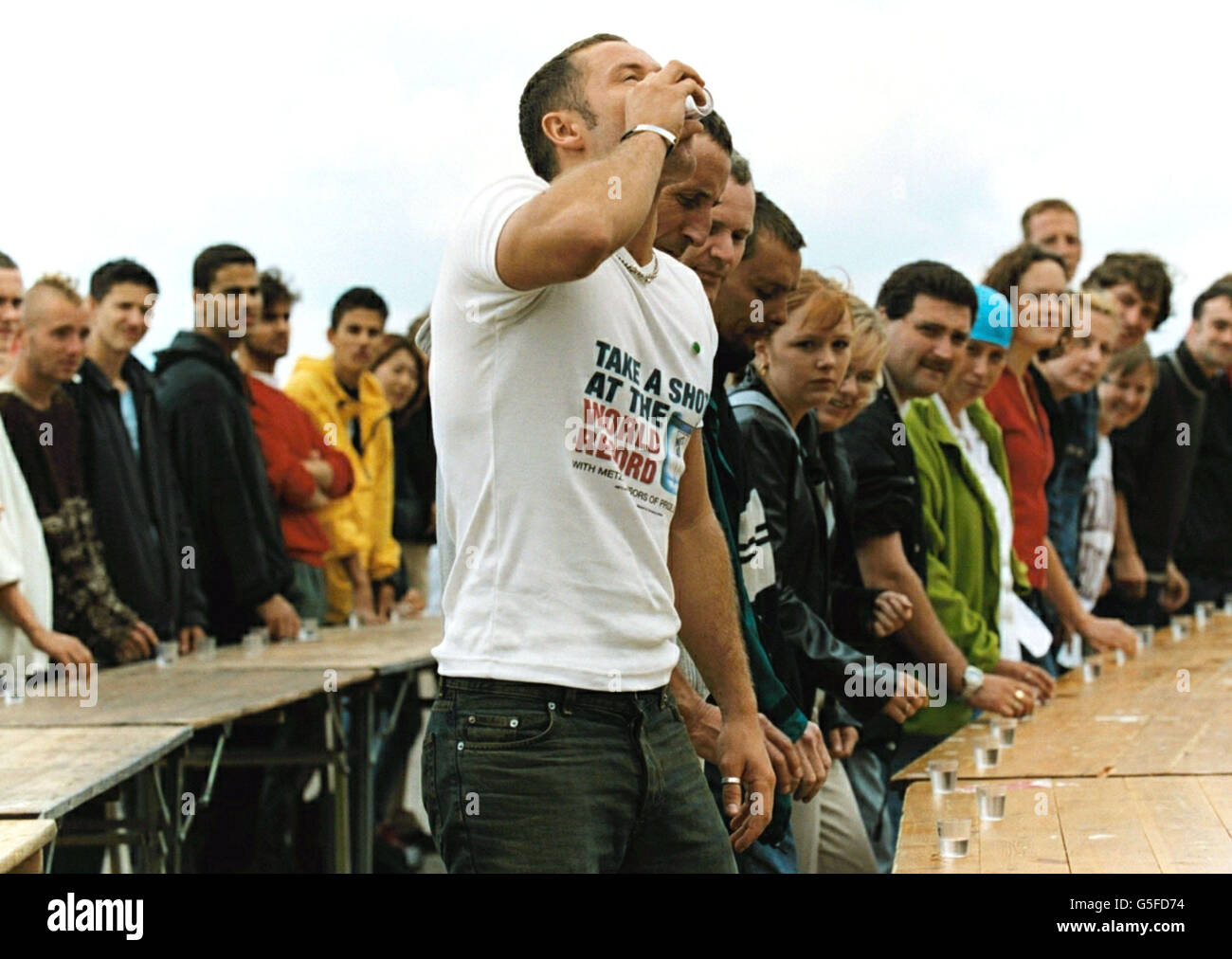 Big Brother evictee Josh Rafter (front, centre) starts a world record ...