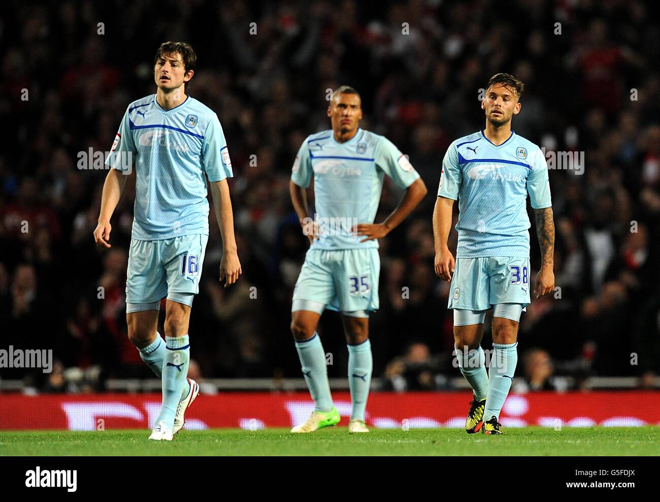 Coventry City's (left to right) Adam Barton, Reece Brown and James ...