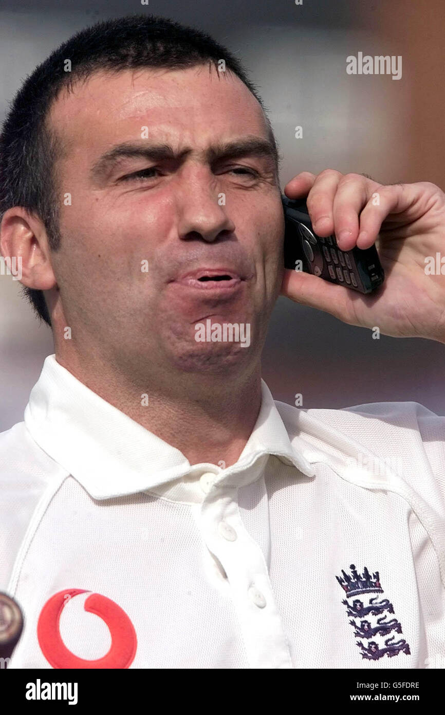 Imposter Karl Power comes on to the field after England's second wicket ...