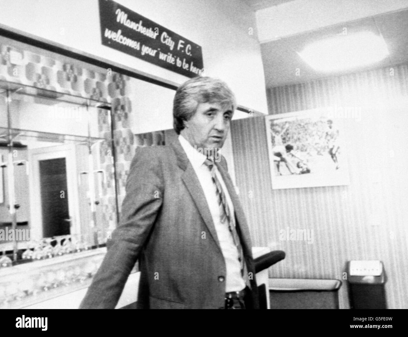 Manchester City manager John Bond shortly after announcing his decision ...