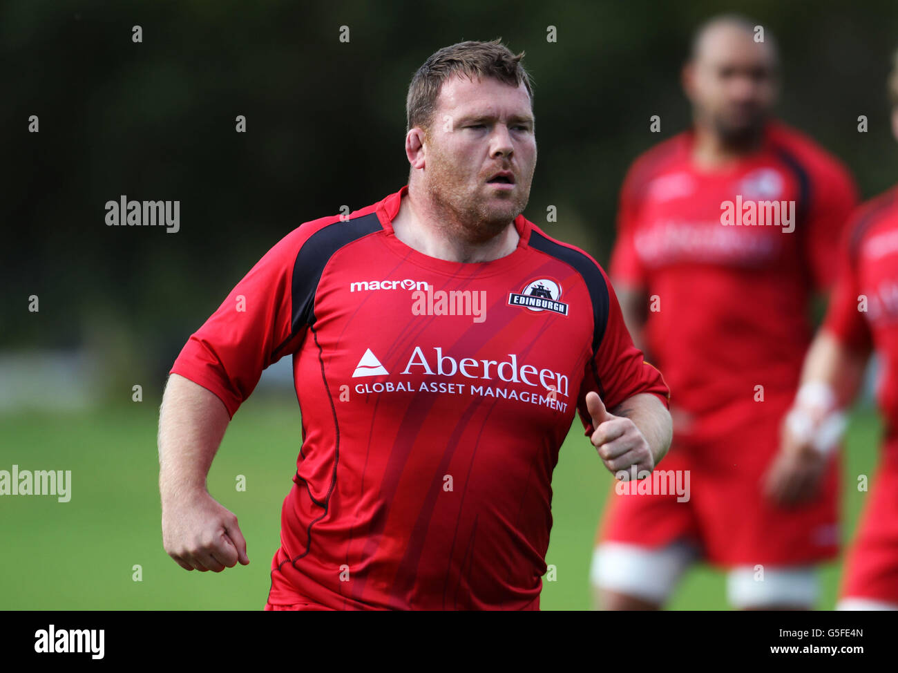 Edinburgh rugbys allan jacobsen training session murrayfield stadium hi ...