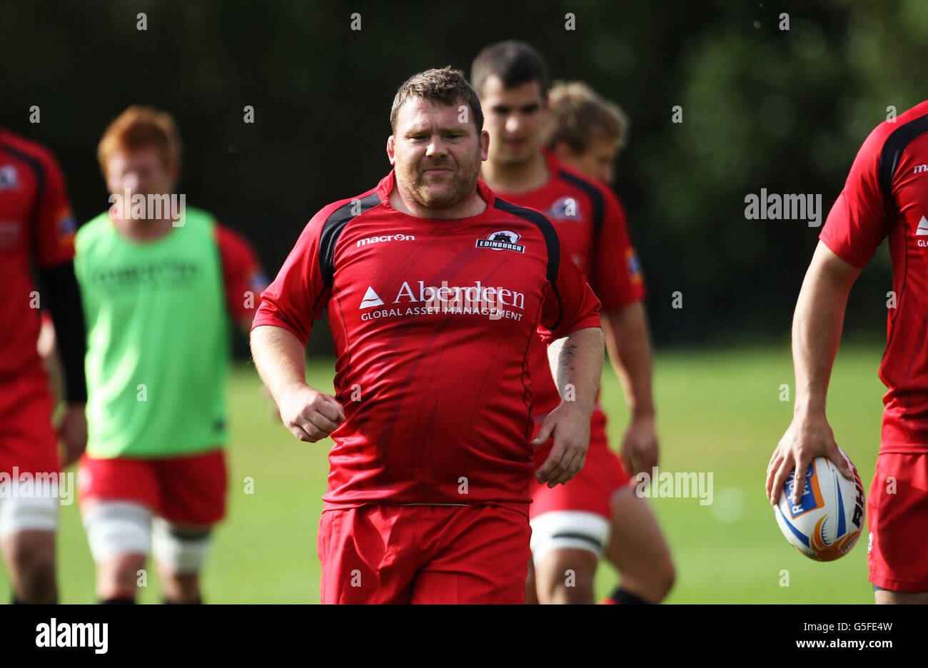 Edinburgh rugbys allan jacobsen training session murrayfield stadium hi ...