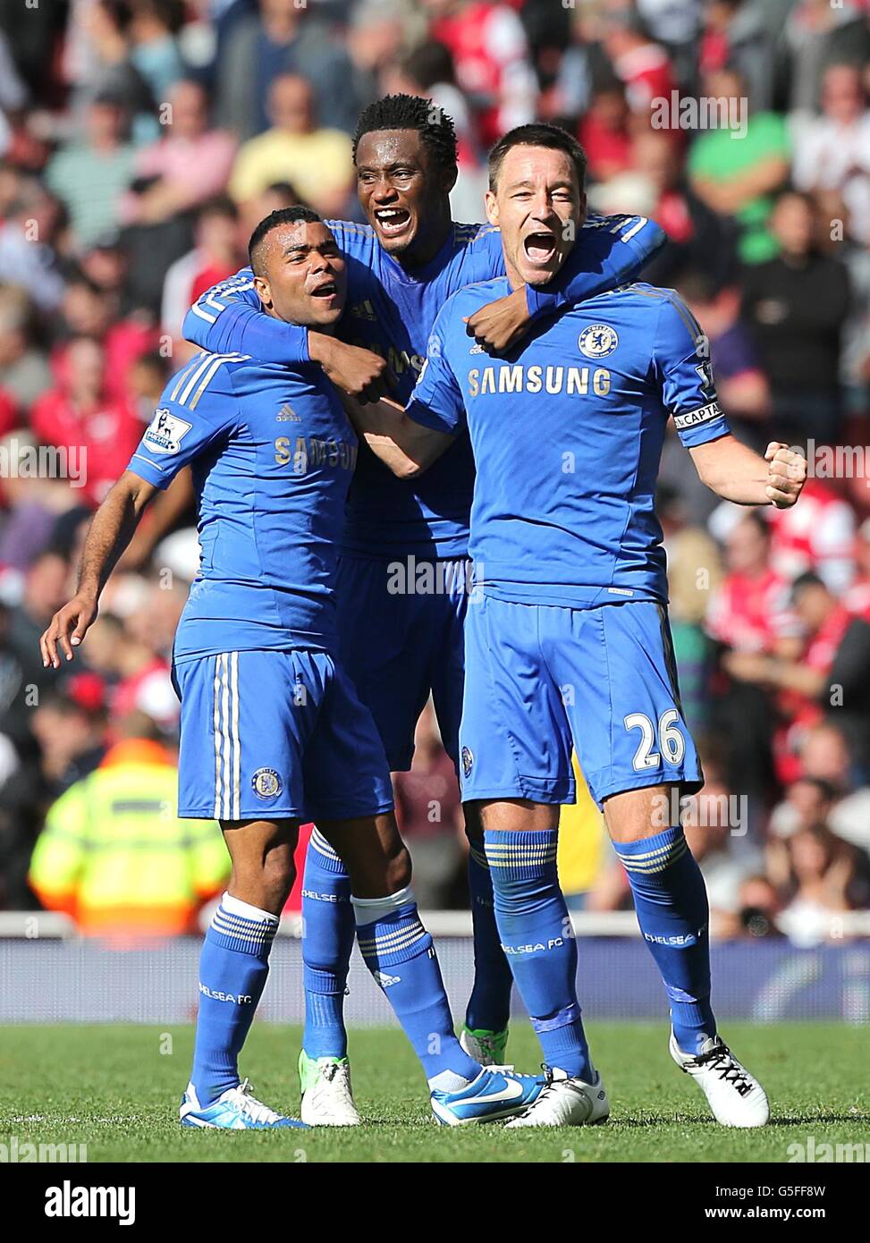Chelsea's Ashley Cole, Mikel and John Terry (left to right) celebrate ...