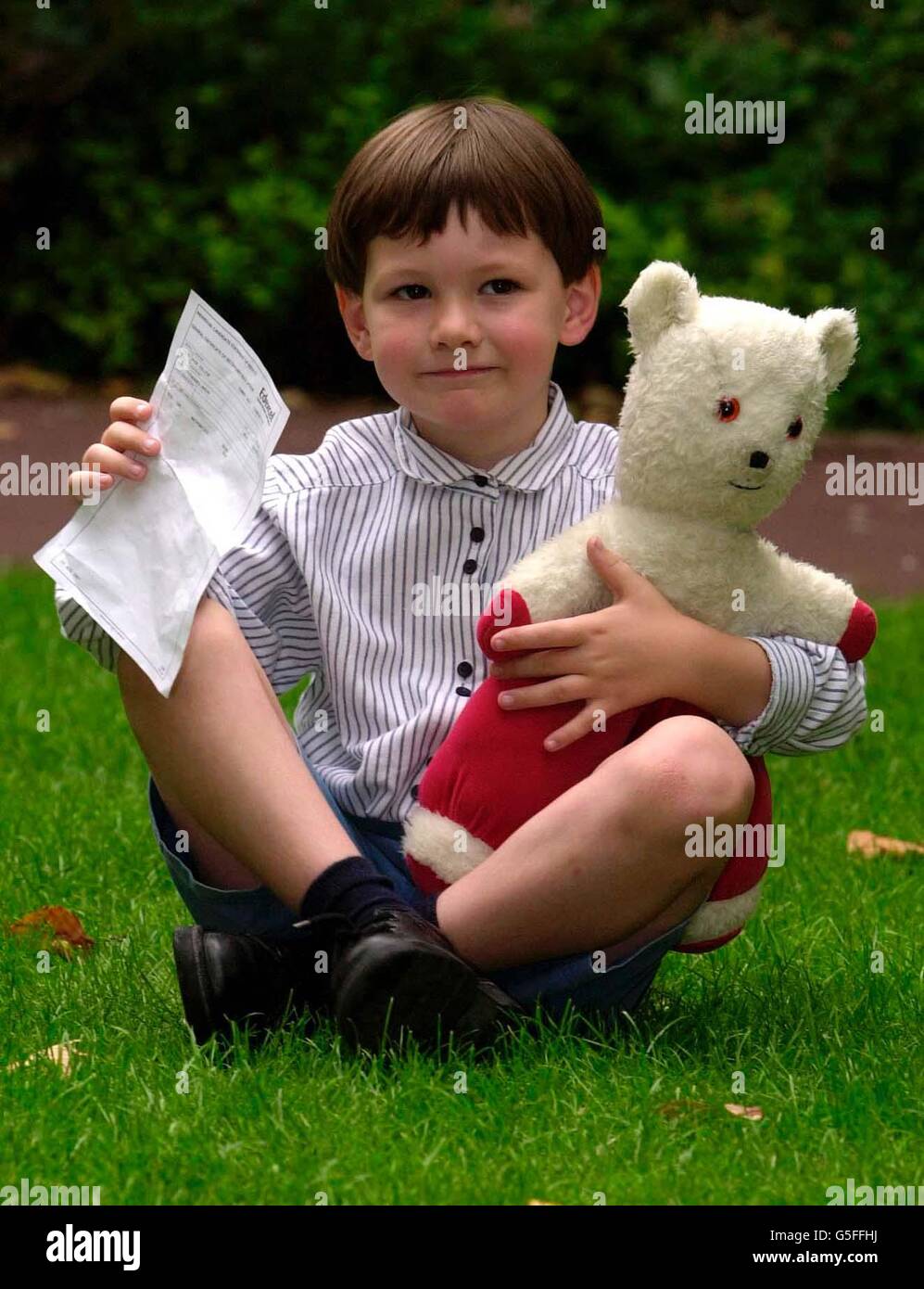 Arran Fernandez with his teddy bear Pudsey in London, after he became ...