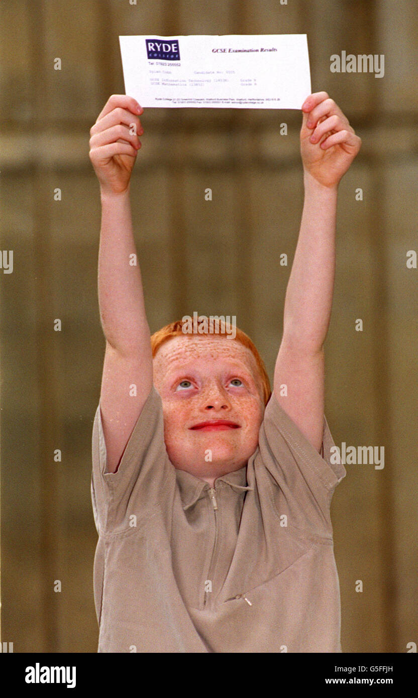 GCSE results/ Dylan Cobb Stock Photo - Alamy